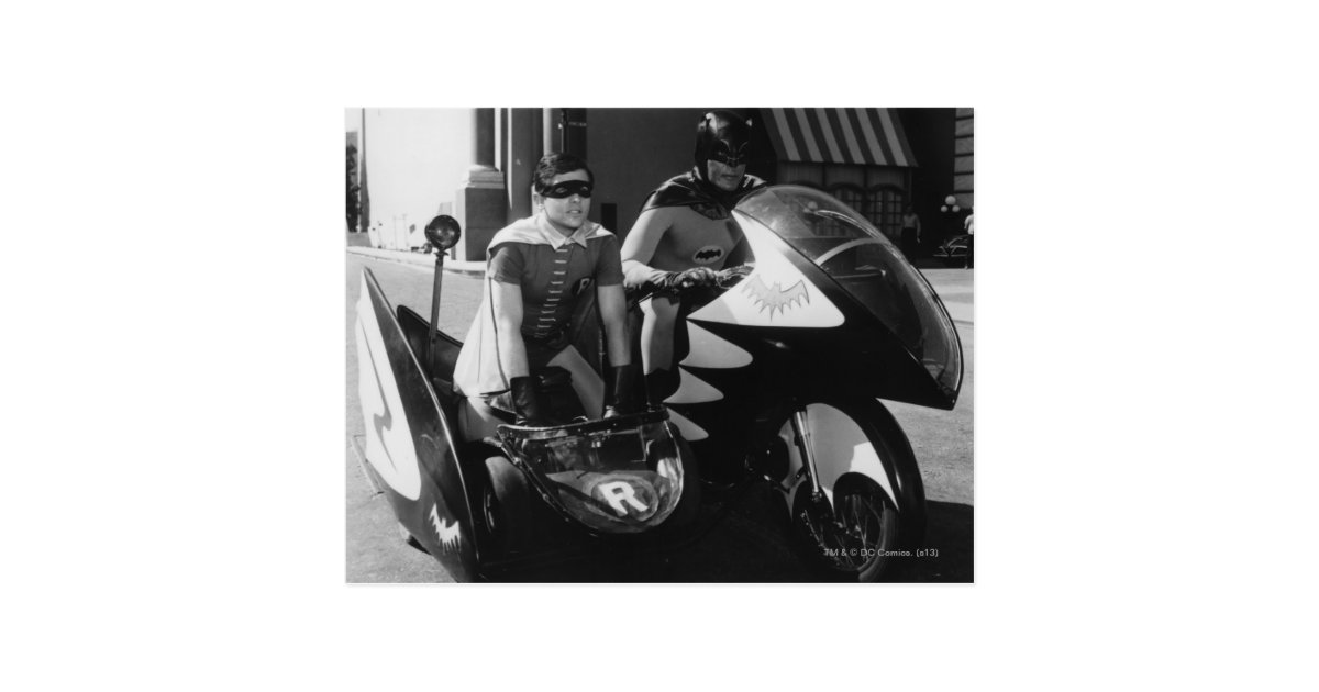 Batman and Robin in Batcycle Postcard | Zazzle.com