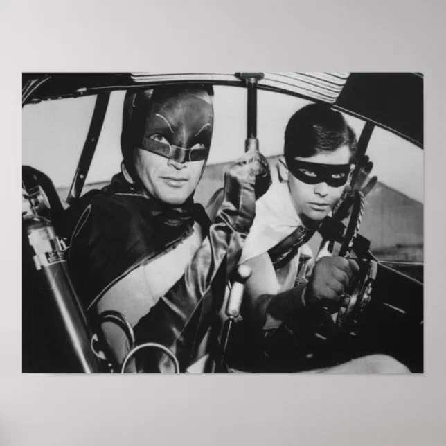 Batman and Robin In Batmobile Poster | Zazzle