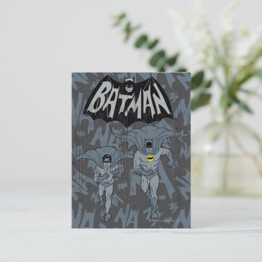 Batman And Robin With Logo Distressed Graphic Postcard | Zazzle