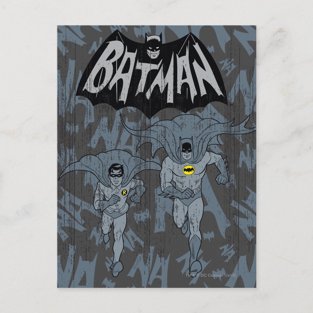 Batman And Robin With Logo Distressed Graphic Postcard | Zazzle