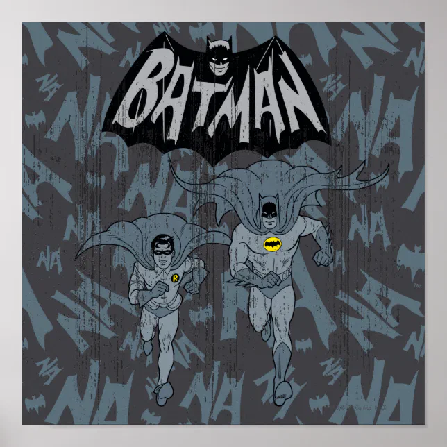 Batman And Robin With Logo Distressed Graphic Poster | Zazzle