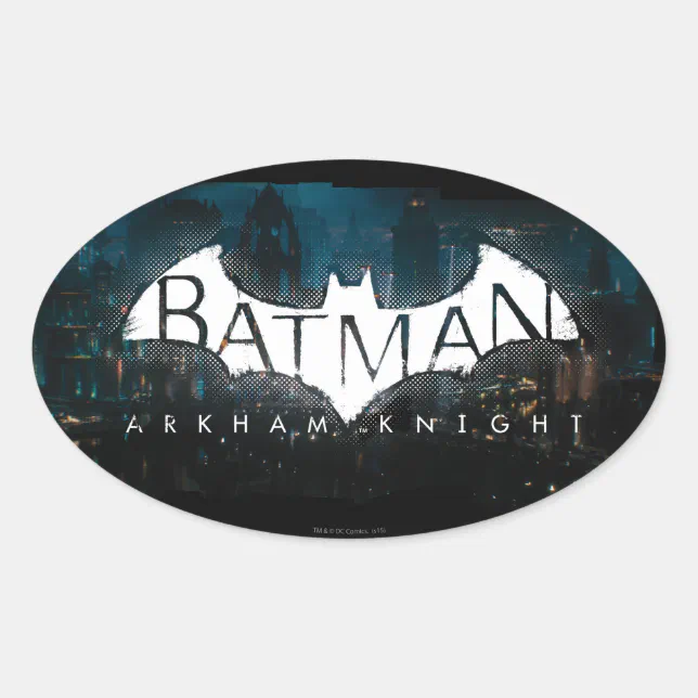Batman Arkham Knight Gotham Logo Oval Sticker | Zazzle