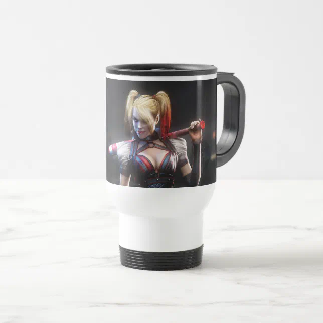 Batman Arkham Knight | Harley Quinn with Bat Travel Mug | Zazzle