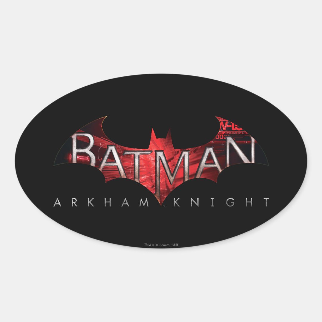 Batman Arkham Knight Red Logo Oval Sticker | Zazzle