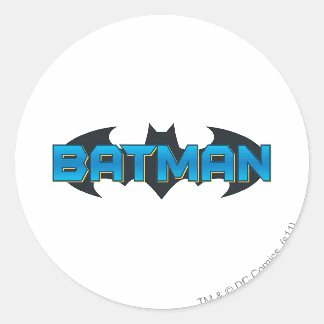Batman | Blue Name Logo Classic Round Sticker | Zazzle