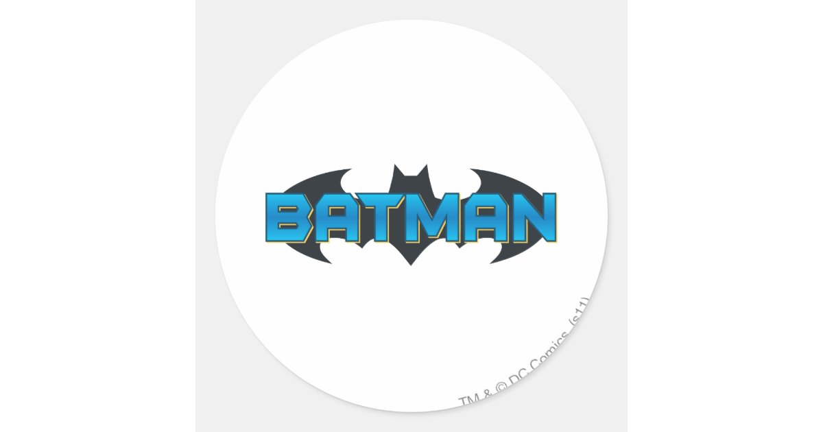 Batman | Blue Name Logo Classic Round Sticker | Zazzle
