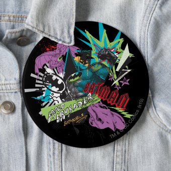 Batman Caped Crusader Neon Collage Button | Zazzle
