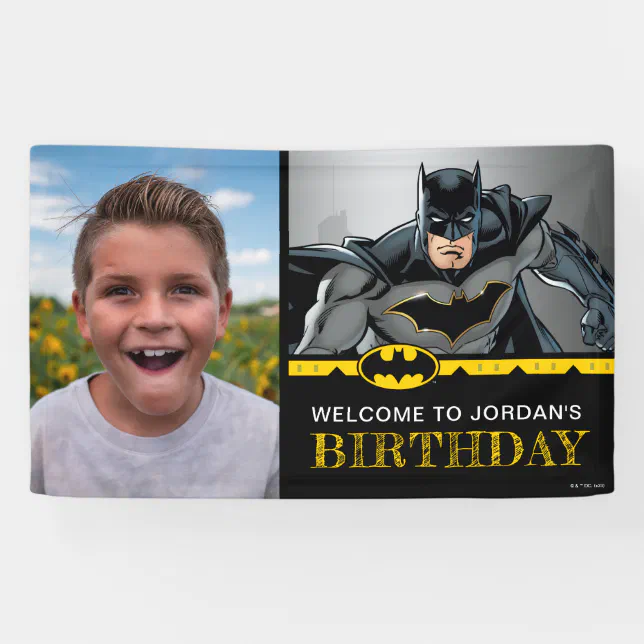 Batman | Chalkboard Happy Birthday Welcome Photo Banner | Zazzle