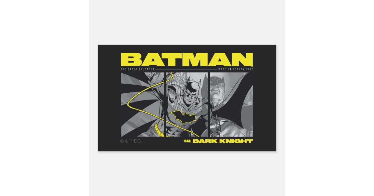 Batman Comic Tri-Panel Graphic Rectangular Sticker | Zazzle
