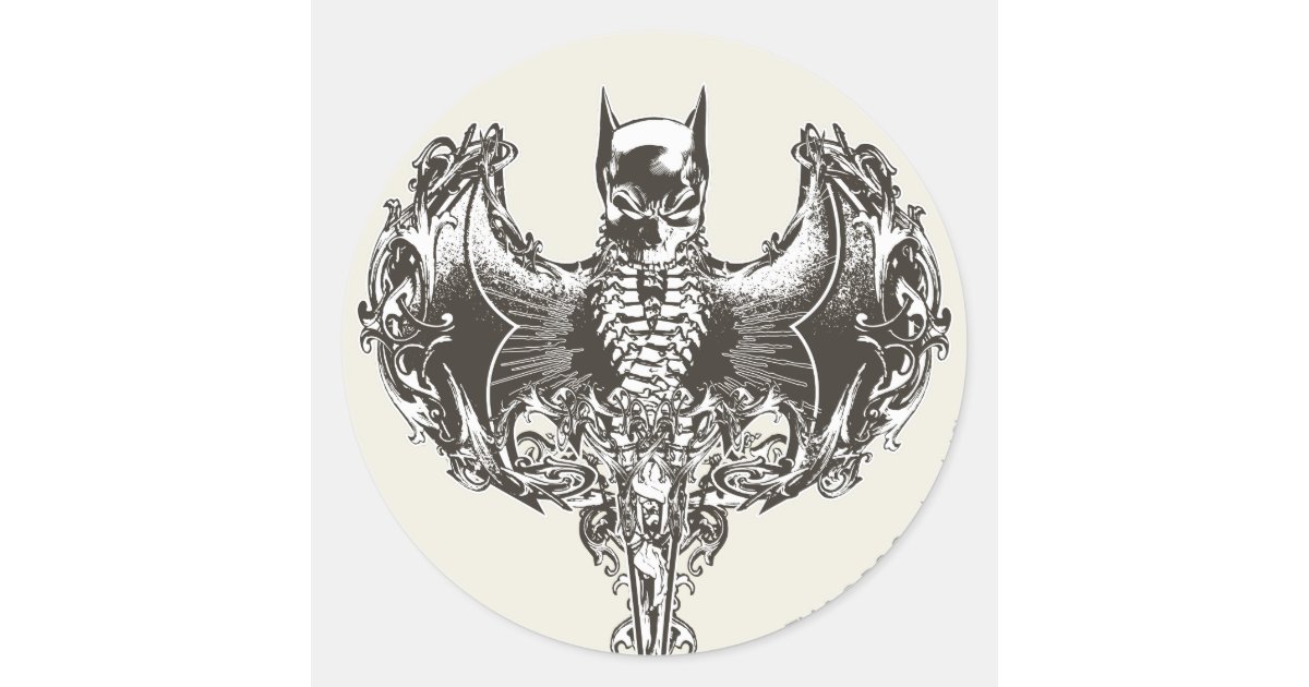 Batman Cowl and Skull Crest Classic Round Sticker | Zazzle