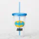 Batman | Cyan Stripes Symbol Acrylic Tumbler | Zazzle