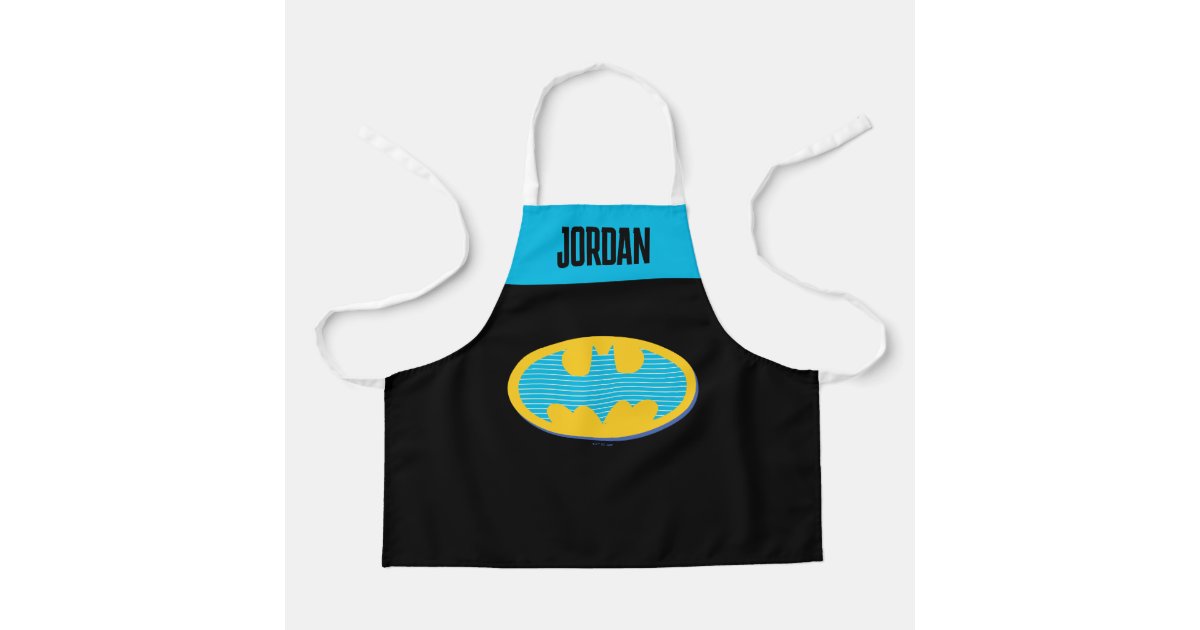 Batman | Cyan Stripes Symbol Apron | Zazzle