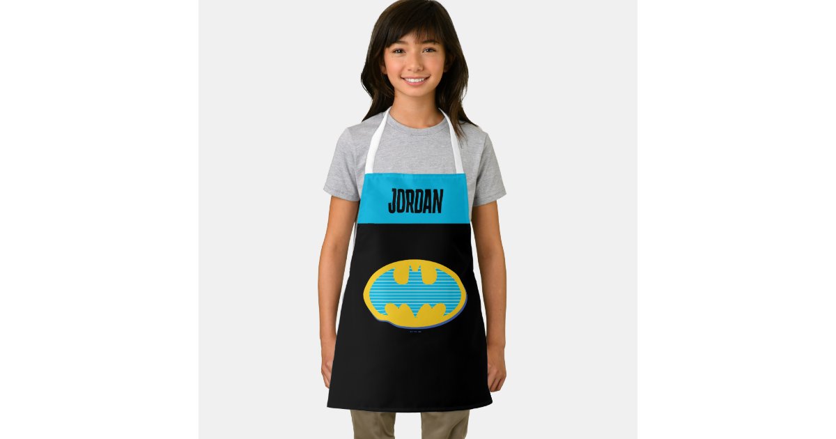 Batman | Cyan Stripes Symbol Apron | Zazzle