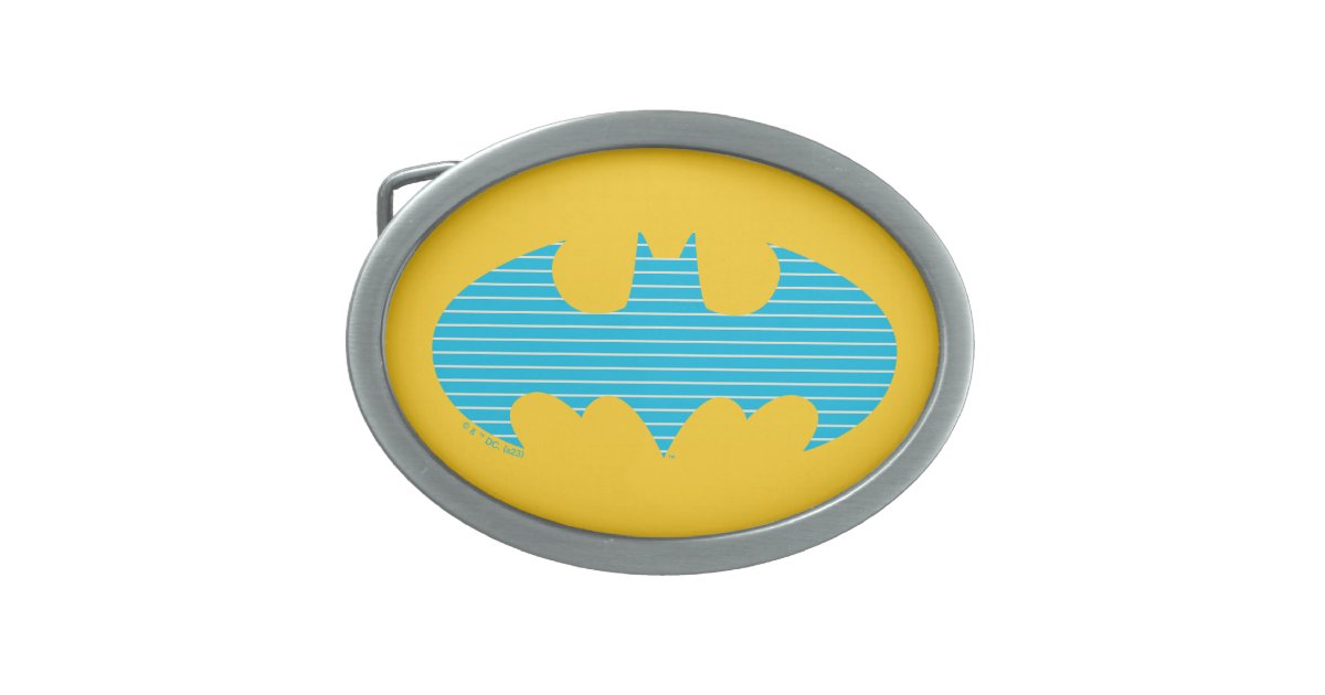 Batman | Cyan Stripes Symbol Belt Buckle | Zazzle