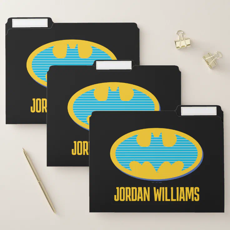Batman | Cyan Stripes Symbol File Folder | Zazzle