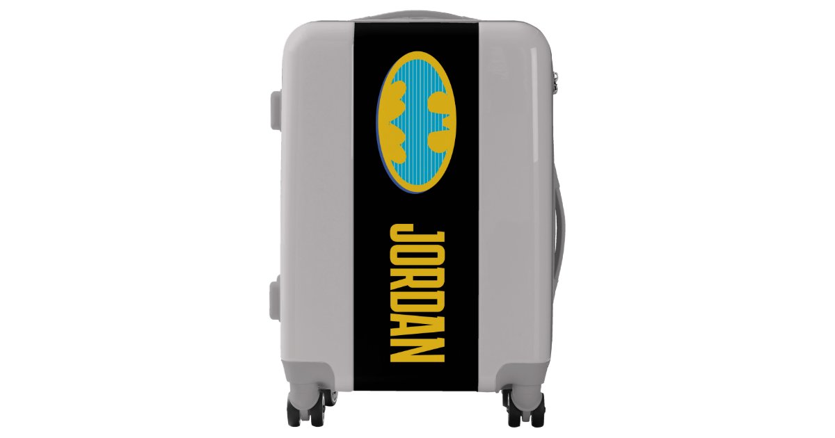Batman | Cyan Stripes Symbol Luggage | Zazzle