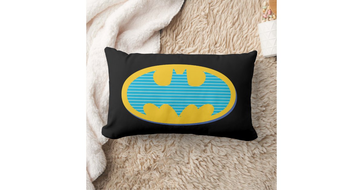 Batman | Cyan Stripes Symbol Lumbar Pillow | Zazzle