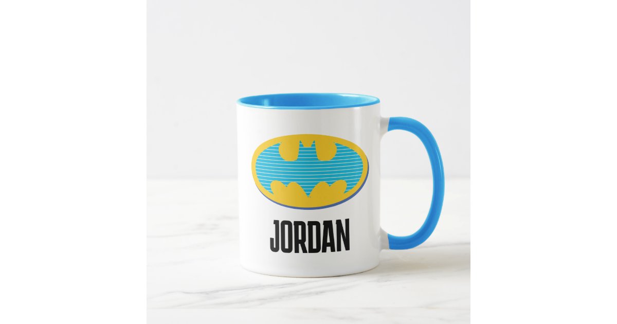 Batman | Cyan Stripes Symbol Mug | Zazzle