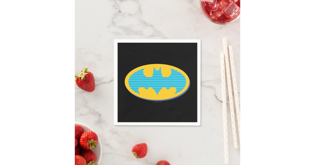 Batman | Cyan Stripes Symbol Napkins | Zazzle