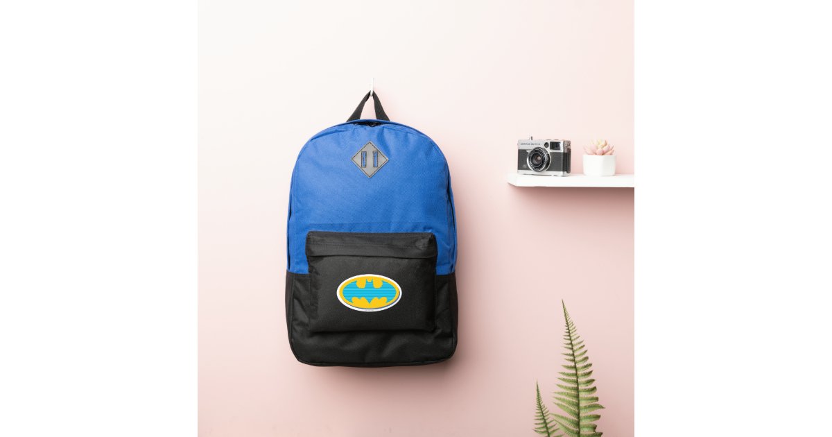 Batman | Cyan Stripes Symbol Port Authority® Backpack | Zazzle