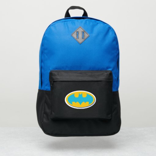 Batman | Cyan Stripes Symbol Port Authority® Backpack | Zazzle