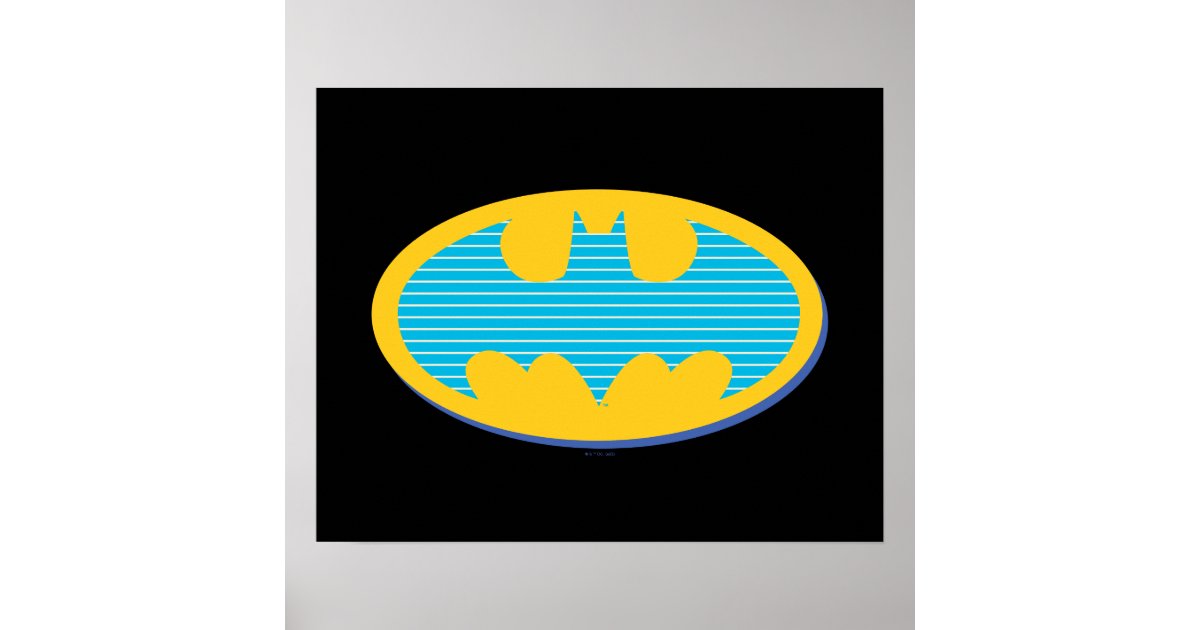 Batman | Cyan Stripes Symbol Poster | Zazzle