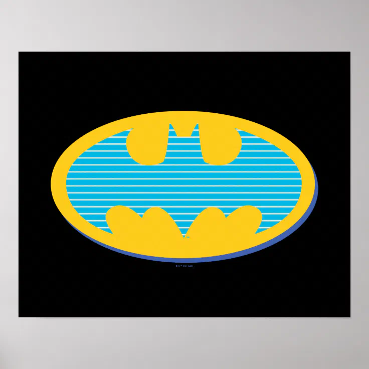 Batman | Cyan Stripes Symbol Poster | Zazzle