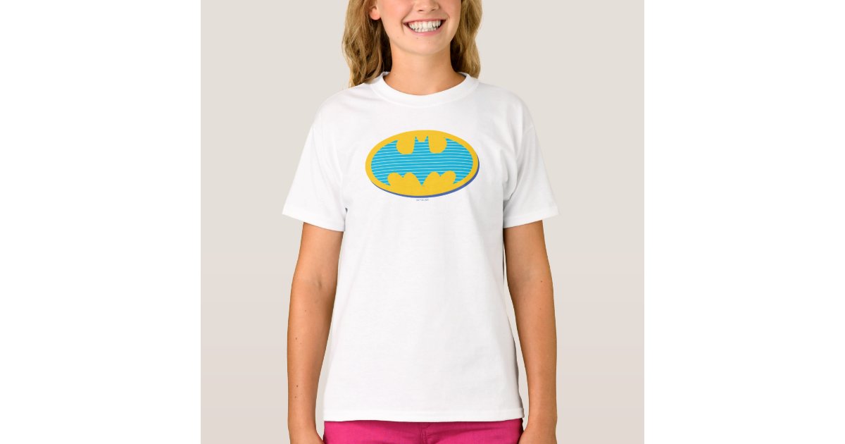 Batman | Cyan Stripes Symbol T-Shirt | Zazzle