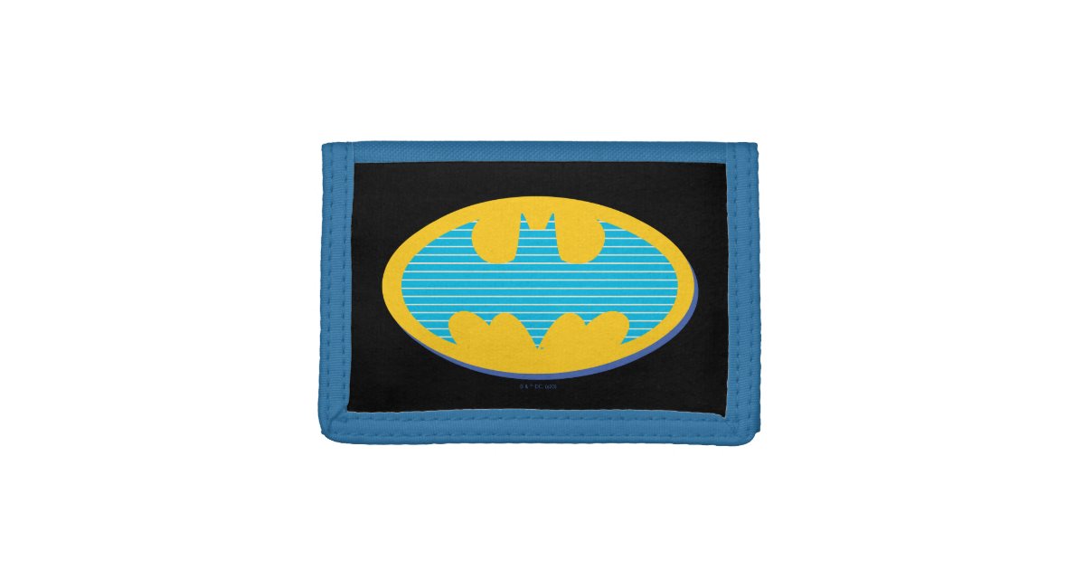 Batman | Cyan Stripes Symbol Trifold Wallet | Zazzle