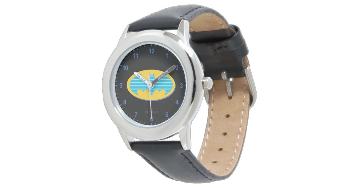 Batman | Cyan Stripes Symbol Watch | Zazzle