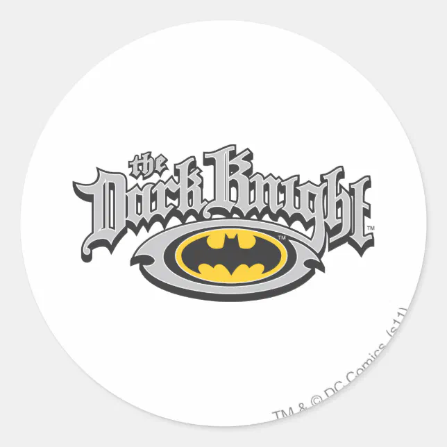 Batman Dark Knight | Name and Oval Logo Classic Round Sticker | Zazzle
