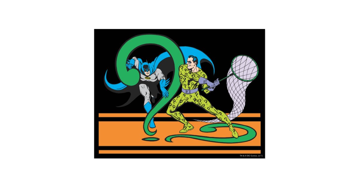 Batman Fights Riddler Postcard | Zazzle.com