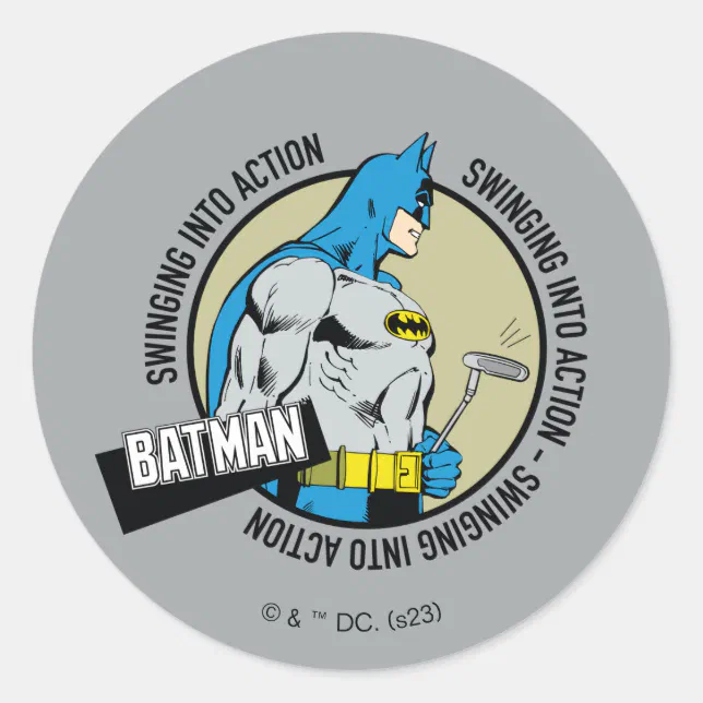 Batman Golfing - Swinging Into Action Classic Round Sticker | Zazzle
