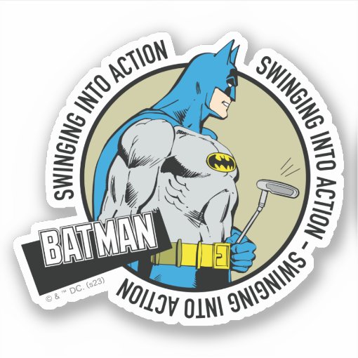 Batman Golfing - Swinging Into Action Sticker | Zazzle