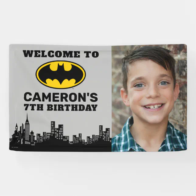Batman - Gotham City | Birthday Add Name & Photo Banner | Zazzle
