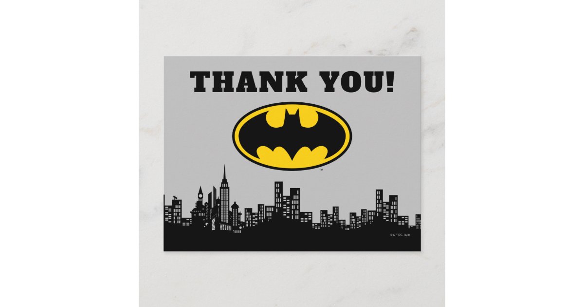 Batman Gotham City Birthday Thank You Card | Zazzle