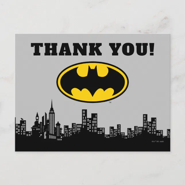 Batman Gotham City Birthday Thank You Card | Zazzle