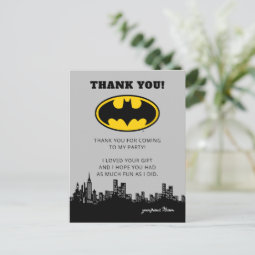 Batman Gotham City | Birthday Thank You Postcard | Zazzle