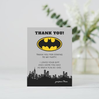 Batman Gotham City | Birthday Thank You Postcard | Zazzle