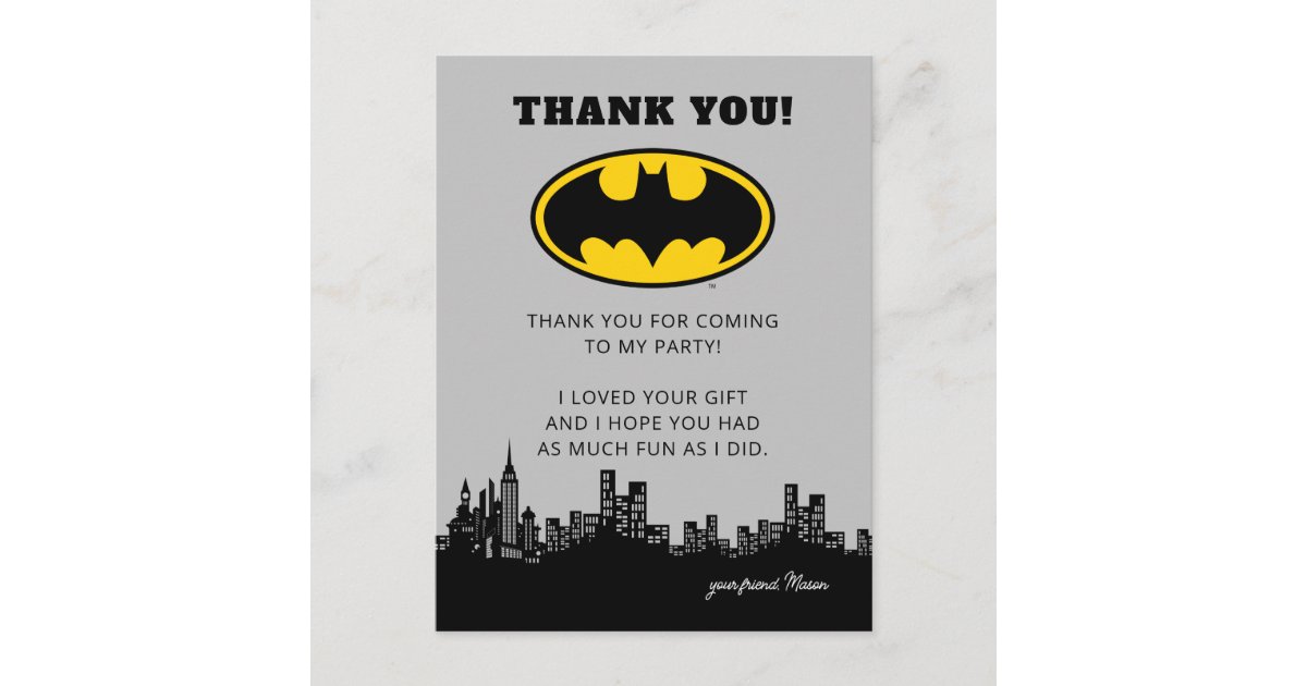 Batman Gotham City | Birthday Thank You Postcard | Zazzle