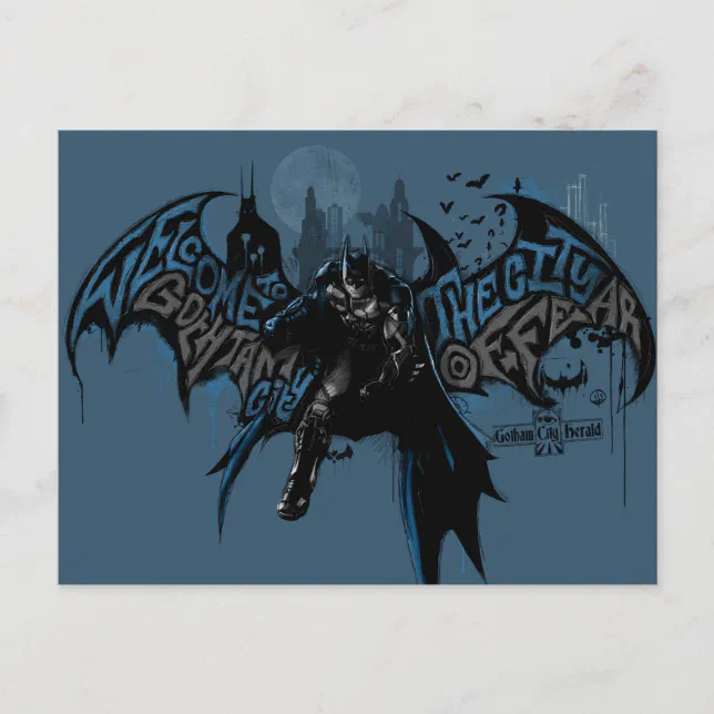 Batman Gotham City Paint Drip Graphic Postcard | Zazzle