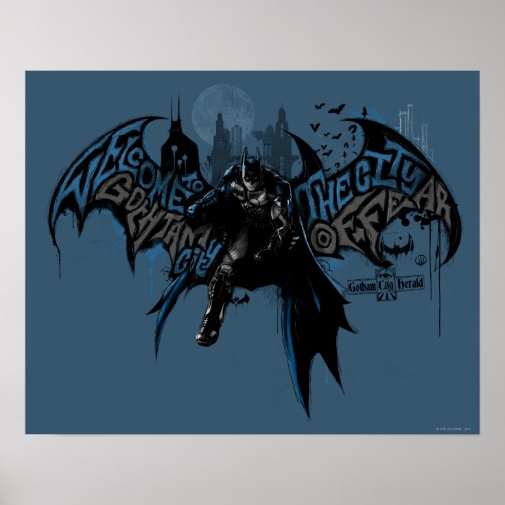Batman Gotham City Paint Drip Graphic Poster | Zazzle