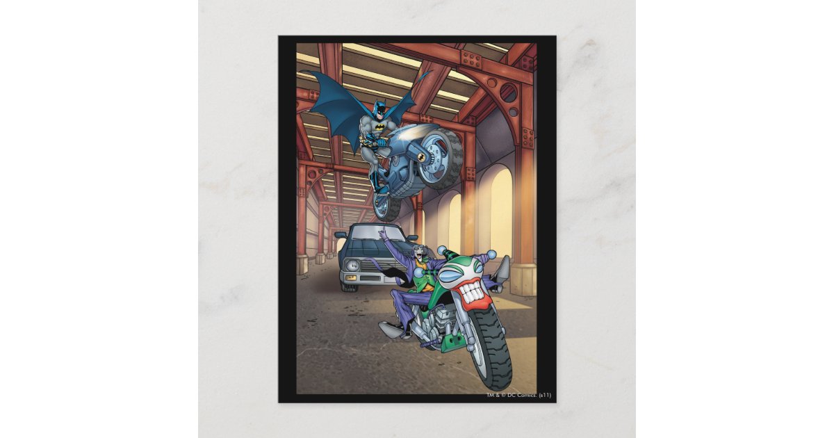 Batman & Joker - Riding Motorcycles Postcard | Zazzle