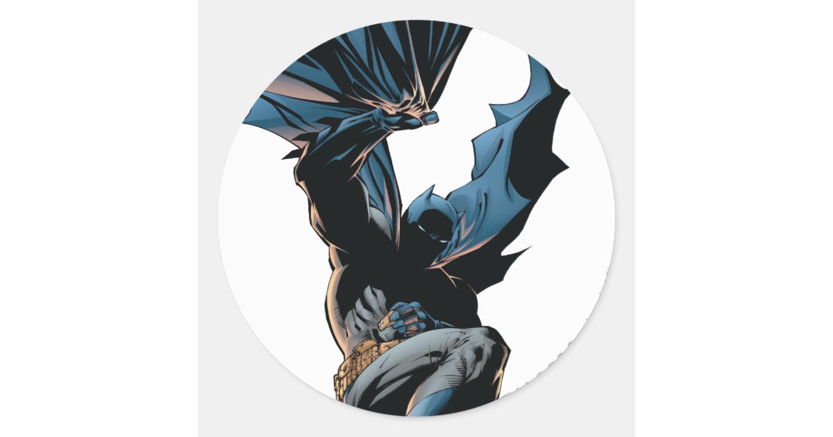 Batman Jumping Down Action Shot Classic Round Sticker | Zazzle