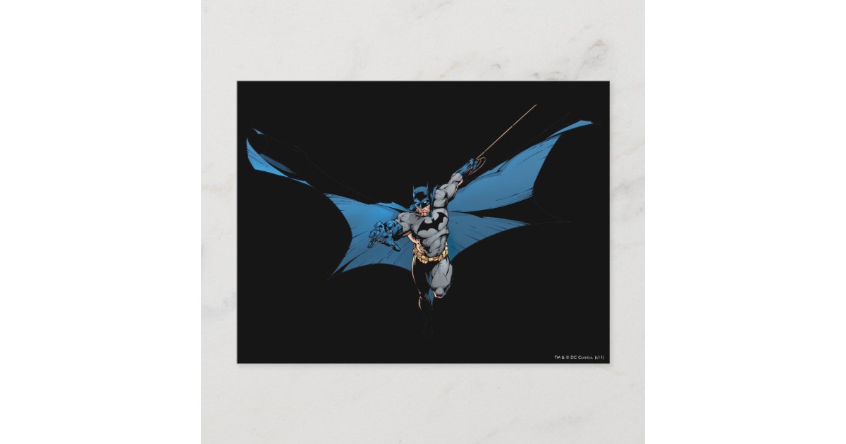 Batman leaps with rope postcard | Zazzle