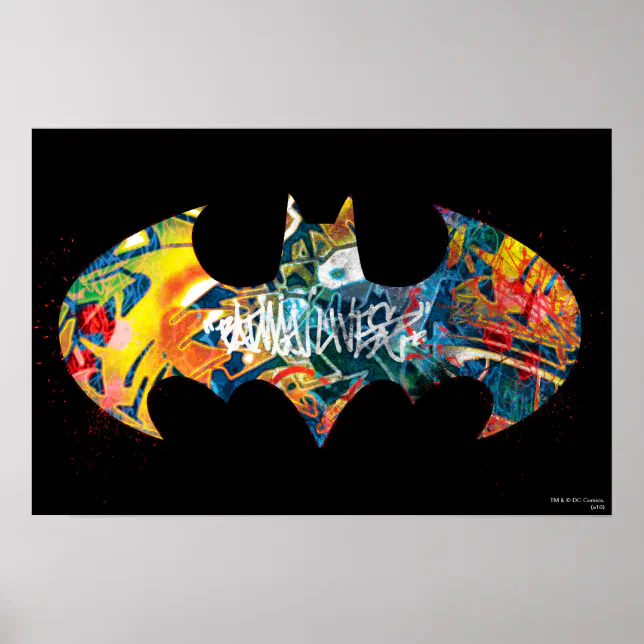 Batman Logo Neon 80's Graffiti Poster | Zazzle