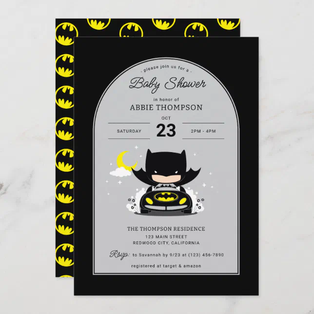 Batman - Moon and Stars Baby Shower Invitation | Zazzle