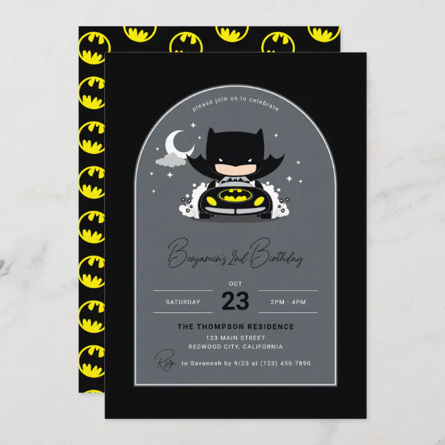 Batman - Moon and Stars Birthday Invitation | Zazzle