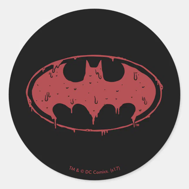 Batman | Oozing Red Bat Logo Classic Round Sticker | Zazzle