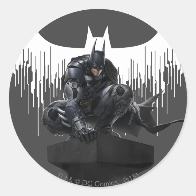Batman Perched on a Pillar Classic Round Sticker | Zazzle